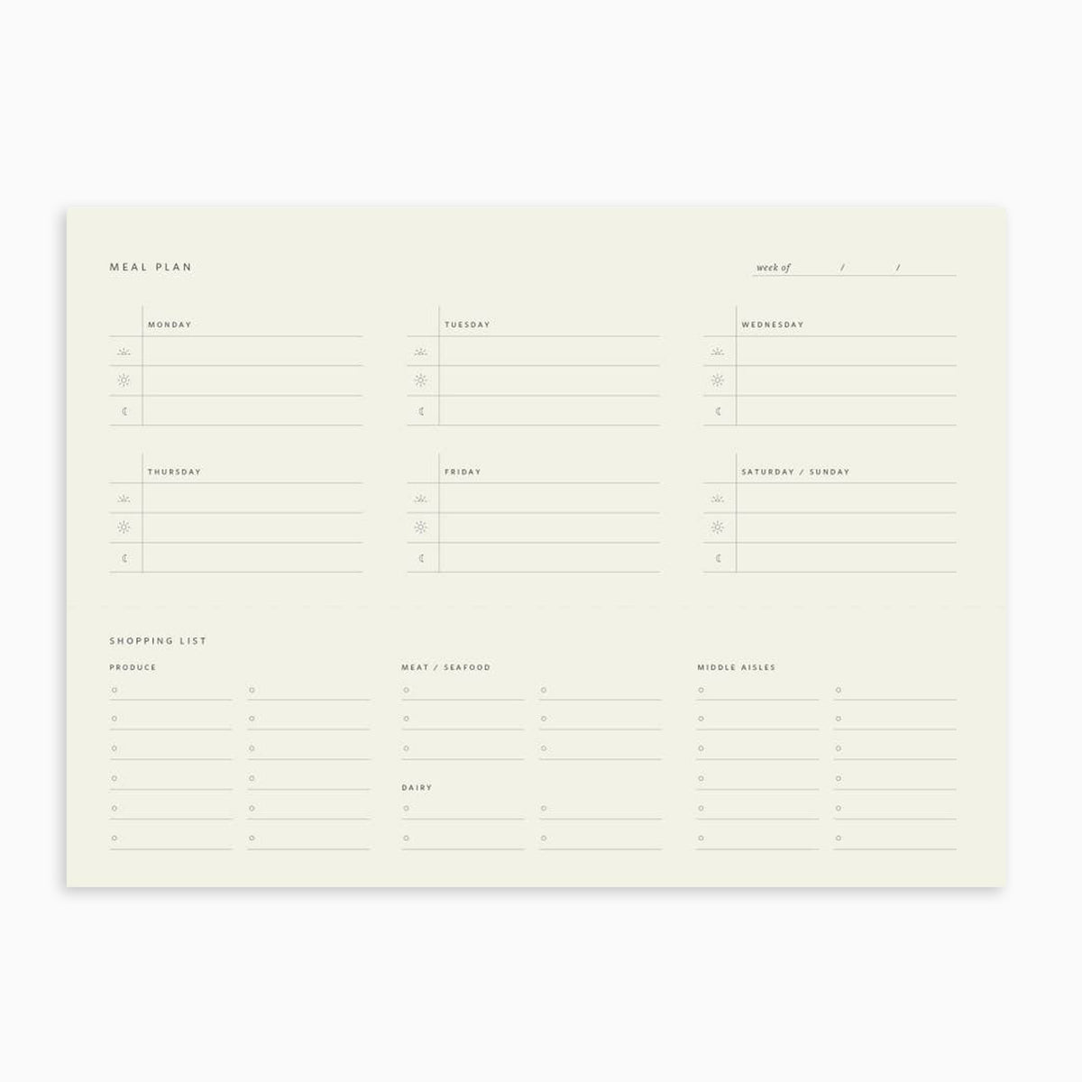 Weekly Meal Planner Notepad