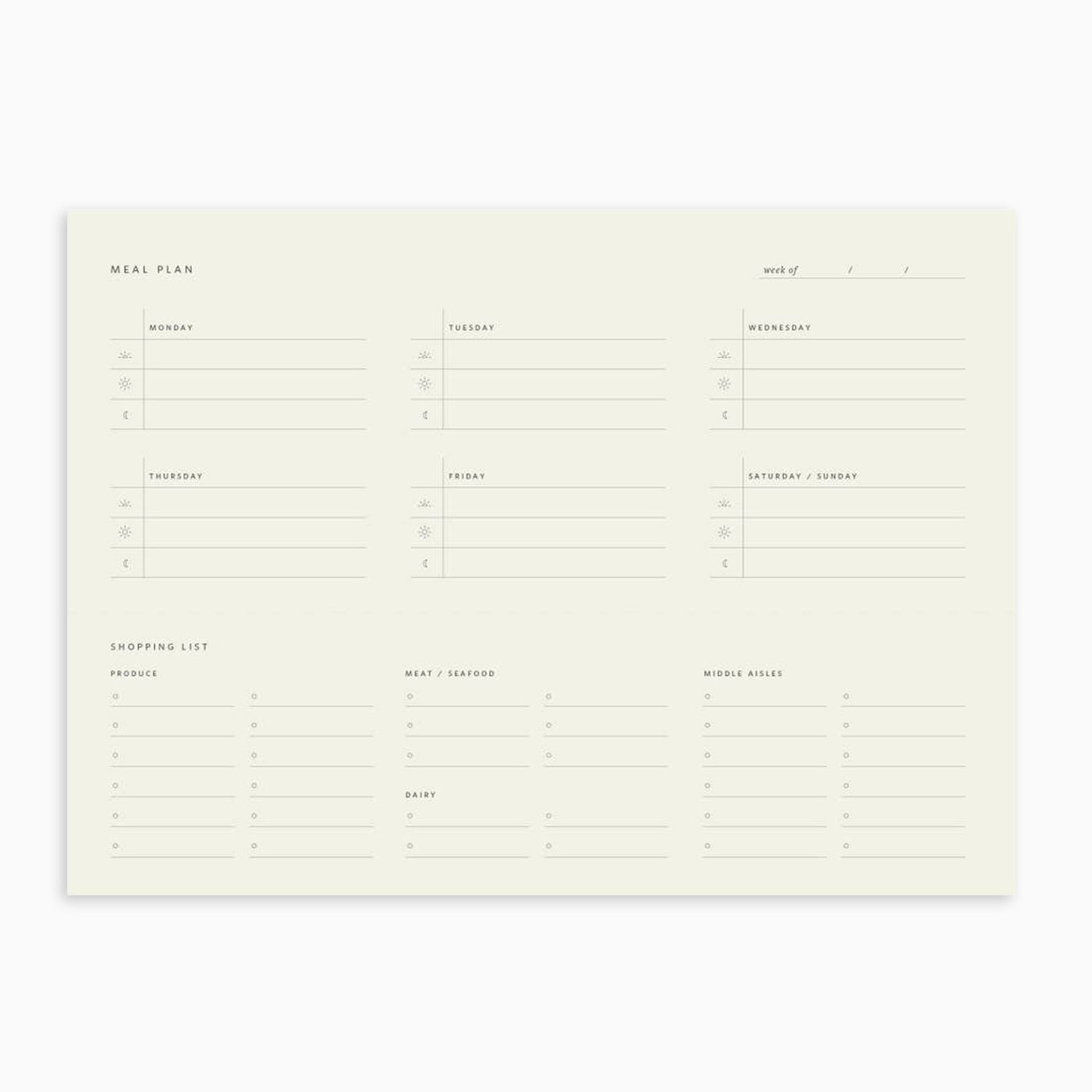 Weekly Meal Planner Notepad